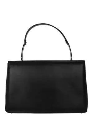 FERRAGAMO 1990-2000s Metal-handle Leather Shoulder Bag - Black