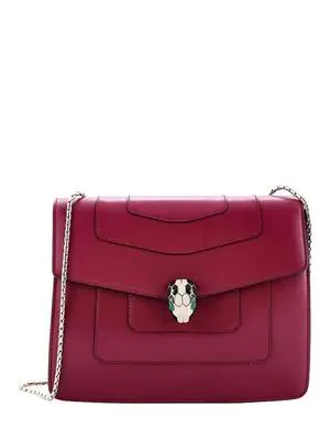 BVLGARI Serpenti Forever Square Leather Shoulder Bag - Pink