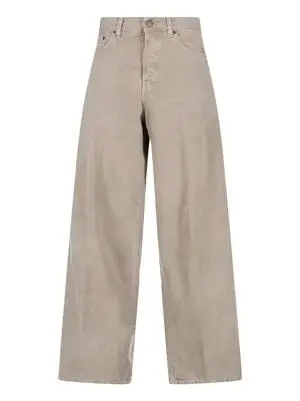 HAIKURE Wide-leg Cotton And Linen Jeans - Beige