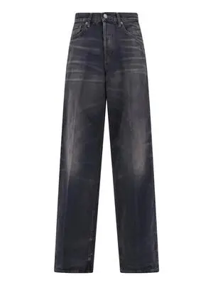 HAIKURE Cotton And Linen Wide Leg Jeans - Black