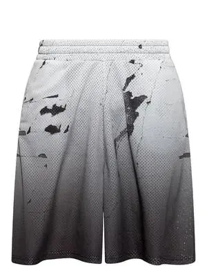 44 LABEL GROUP Perforated Knee Length Shorts Grey