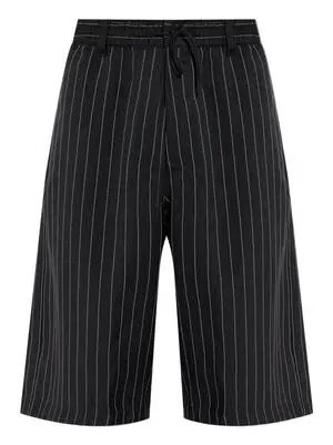 Y3 Pinstripe Pattern Knee-length Shorts - Black