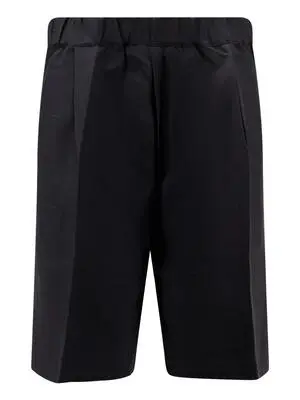 LANEUS Viscose And Linen Bermuda Shorts - Black