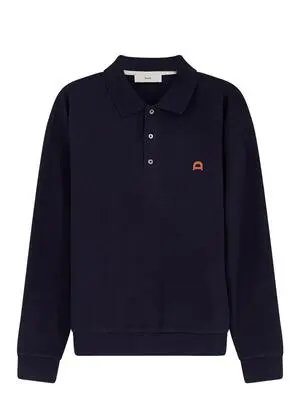 DUNST Cotton Polo Shirt With Logo Patch - Blue