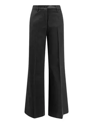 Aspesi Stretch Cotton Wide Leg Trousers - Black