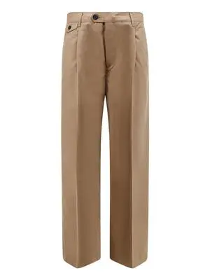 DUNST Pleated Chino Slacks Trousers - Brown