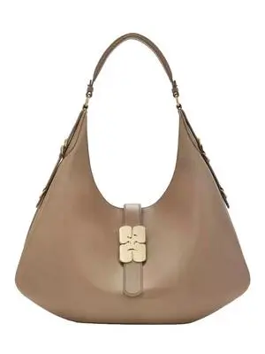 GANNI Large Shoulder Bag With Detachable Pouch - Neutrals