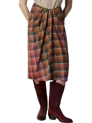 6397 Tartan Plaid Skirt - Orange