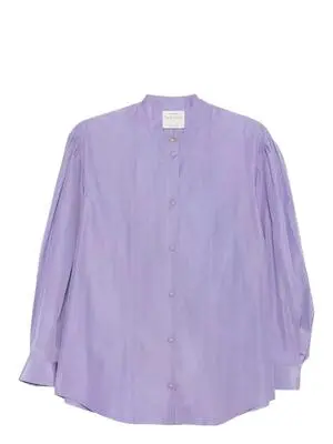 FORTE_FORTE Mandarin-collar Blouse - Purple