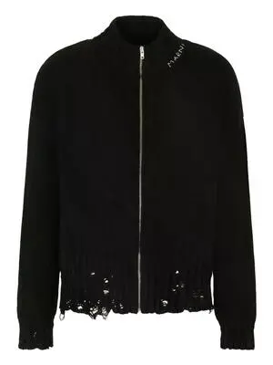 Marni Zip-up Distressed Cardigan - Black