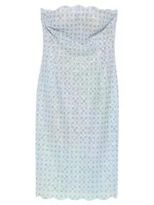 Ermanno Scervino Floral Strapless Midi Dress - Blue