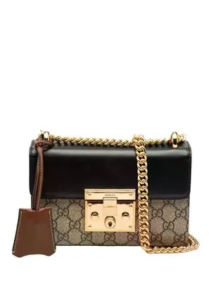 Gucci Gg Supreme Padlock Crossbody Bag - Brown