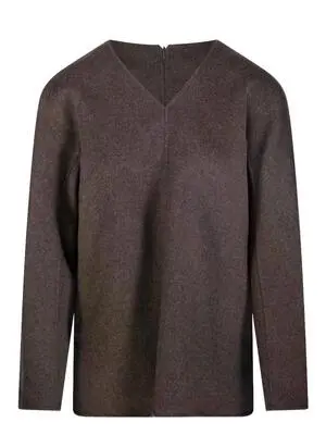 Max Mara V-neck Wool Blouse - Brown