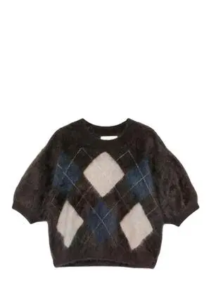 LISA YANG Argyle Knit Top
