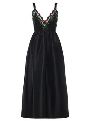Celiab Selena Floral-trim Dress - Black