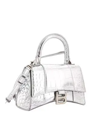 Balenciaga Hourglass Top Handle Xs Satchel - Silver