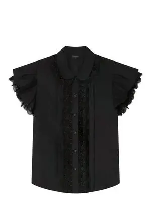 LEE MATHEWS Tari Ruffled Lace Shirt - Black