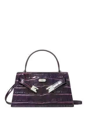 Tory Burch Mini Lee Radziwill Crocodile-embossed Top-handle Mini Bag - Purple