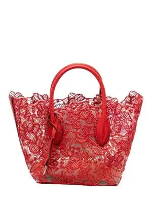Ermanno Scervino Floral-appliqué Top Handle Bag - Red