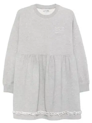 GANNI Crew-neck Mini Dress - Grey