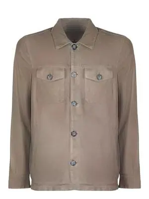 VOLFAGLI FIRENZE Urano Button-front Suede Shirt Jacket - Neutrals