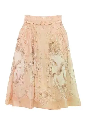 Zimmermann Rebellion Printed Midi Skirt - Neutrals
