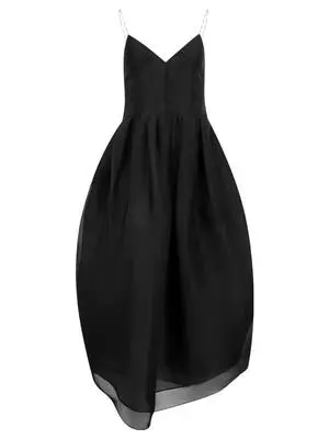 Khaite Colette V-neck Midi Dress - Black
