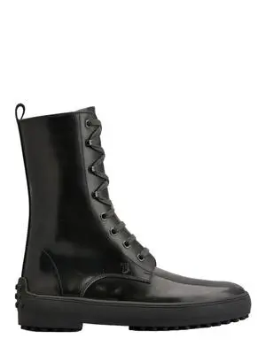 TOD'S Leather Lace-up Boots - Black