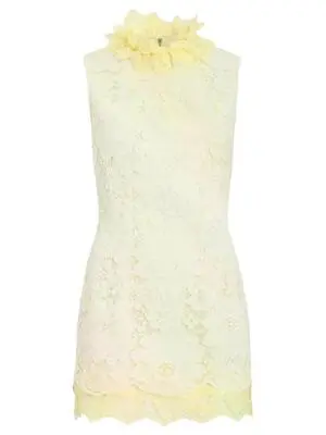 Patou Lace Ruffled Mini Dress - Yellow