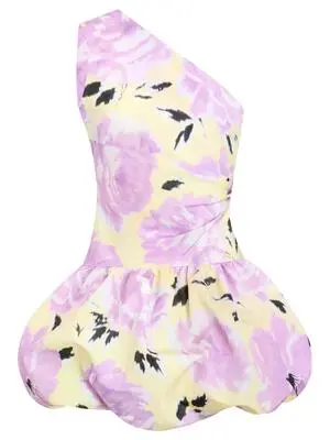 Patou One-shoulder Floral Mini Dress - Yellow