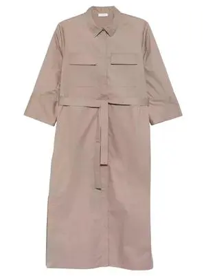 Peserico Chest-pockets Belted Dress - Neutrals