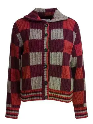 Filson Checked Spread-collar Cardigan - Red
