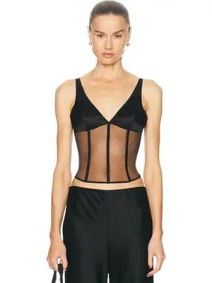 Kiki De Montparnasse Soie Corset Tank Top - Black