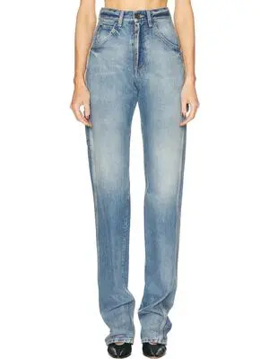 MAISON MARGIELA High-waist Straight-leg Jeans - Light Blue Indigo