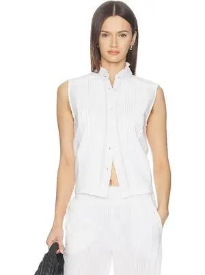 BOBI Pintuck Sleeveless Top - White