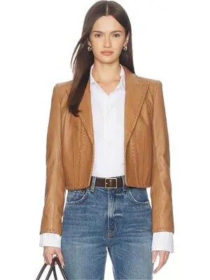 L'Agence Dulcie Whipstitch Leather Blazer - Soft Cognac