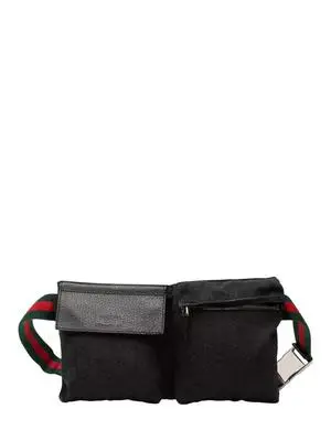 Gucci Gg Canvas Web Double Pocket Belt Bag 2000-2015 - Black