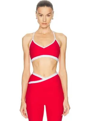 Beyond Yoga Spacedye Outlines Bra In Red - Chili Red Heather