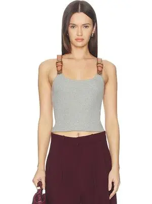 Monse Leather Strap Tank Top - Heather Grey