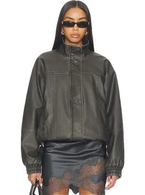 Superdown Jaide Faux Leather Bomber - Black