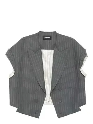MOOHONG Striped Sleeveless Blazer - Grey