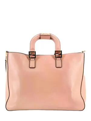 Fendi Ff Handle Leather Medium Tote Bag - Pink