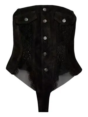 Dsquared2 Leather Bodysuit - Black