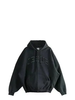 Vetements Zip-up Long Sleeve Hoodie - Black