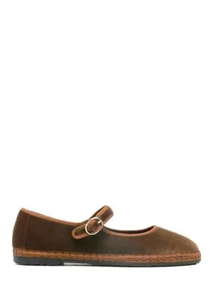 FLABELUS Yoki Mary Jane Buckle Flats - Brown