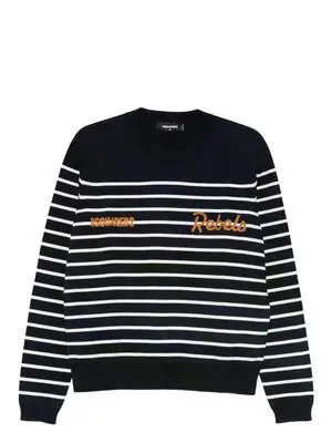 Dsquared2 Striped Embroidered Sweater - Blue