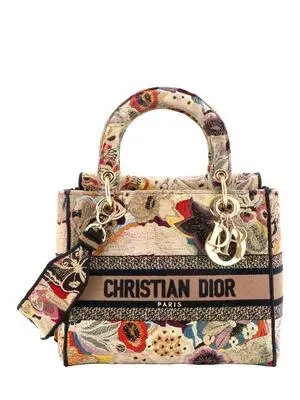 Dior Lady D-lite Embroidered Canvas Medium Satchel - Multicolour
