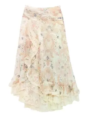 Zimmermann Rebellion Ruffled Midi Skirt - Neutrals