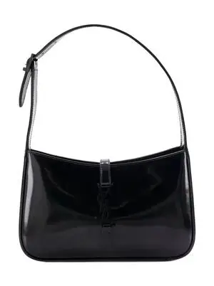 Saint Laurent Le 5 A 7 Patent Small Hobo Bag - Black