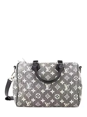 LOUIS VUITTON Speedy Bandouliere 25 Shoulder Bag Monogram Jacquard Denim - Black